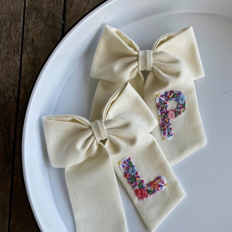 Embroidered Bow - Etsy