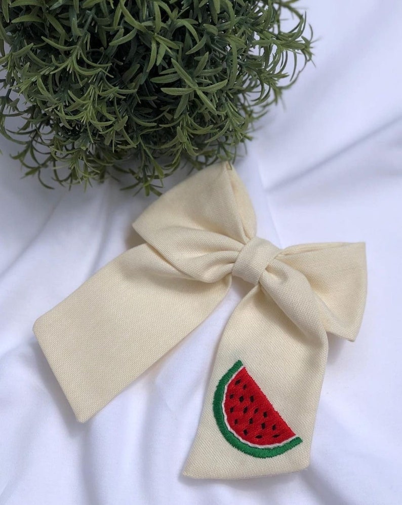 Hand Embroidered Bow Custom Embroidered Bow Hair Bow - Etsy