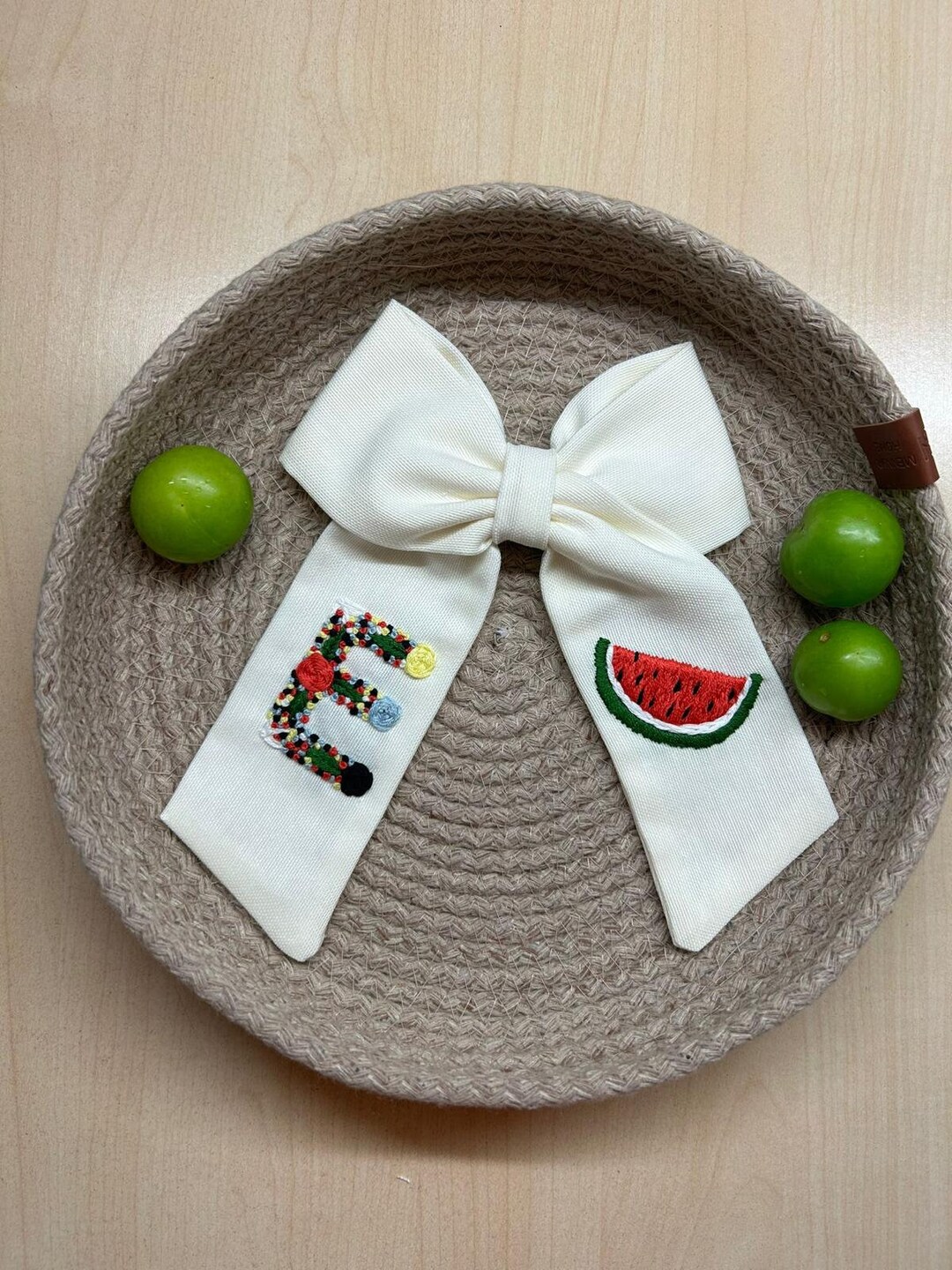 Initial Hand Embroidered Bow - Custom Initial Bow - Hair Bow - Floral ...