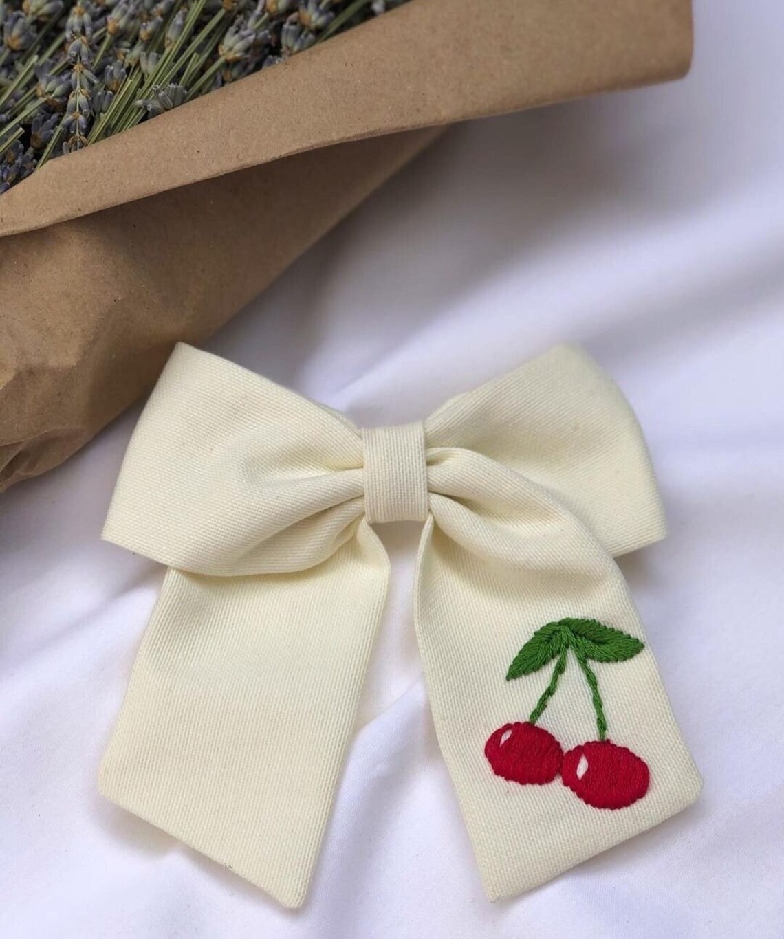 Hand Embroidered Bow Custom Embroidered Bow Hair Bow - Etsy