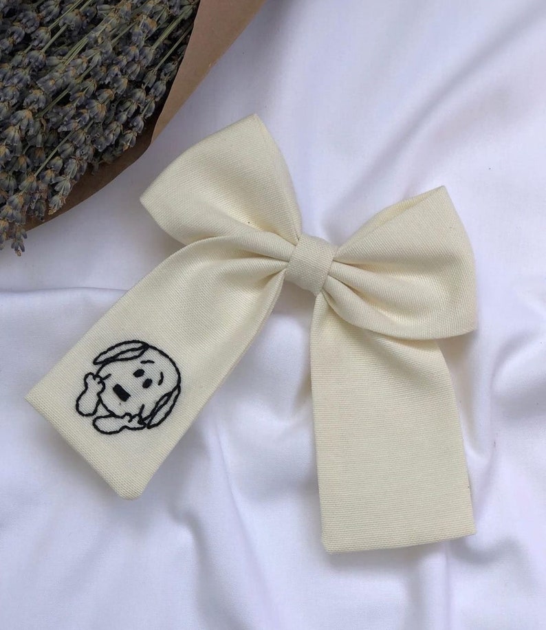 Hand Embroidered Bow Custom Embroidered Bow Hair Bow - Etsy