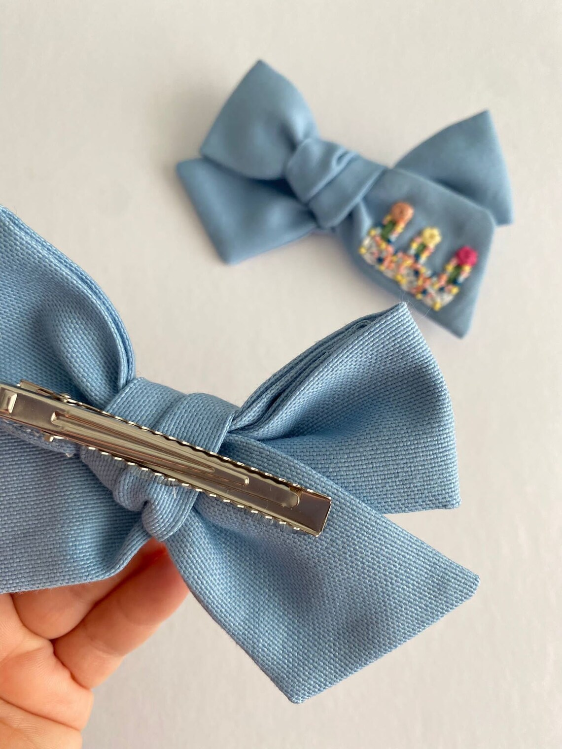 Initial Hand Embroidered Bow Custom Initial Bow Hair Bow - Etsy