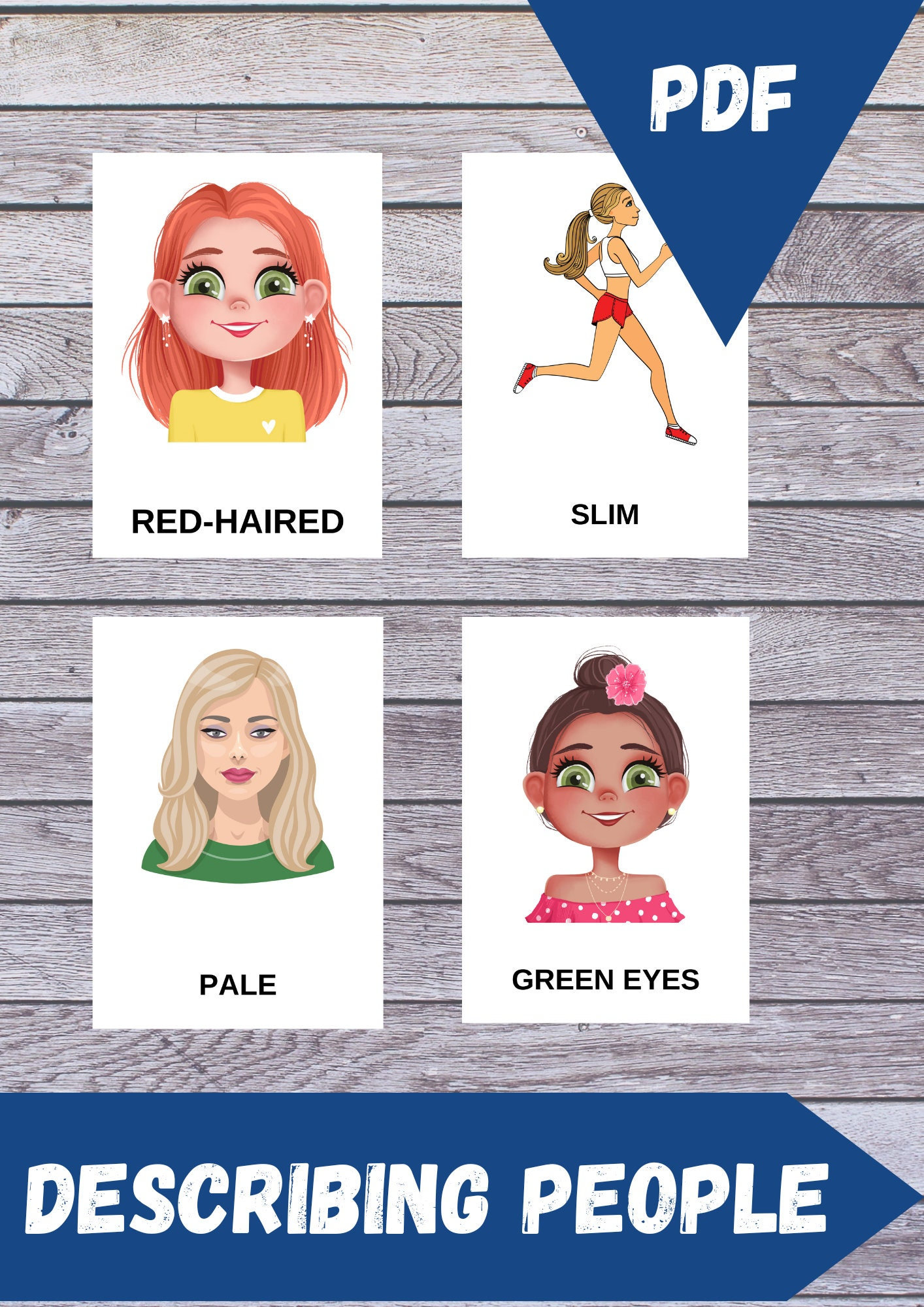 DESCRIBING People Flashcards 50 Montessori Cards Flash Cards ...