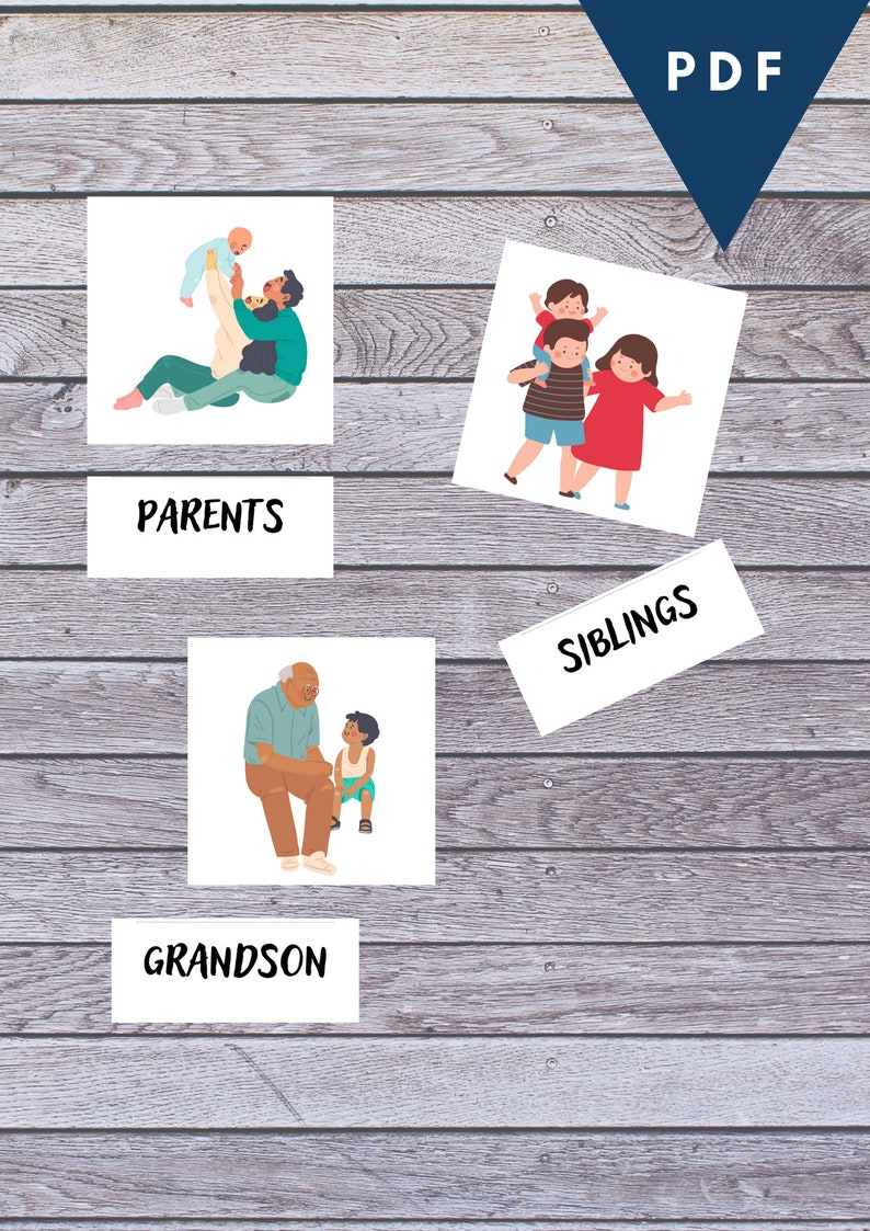FAMILY FLASH CARDS • 54 Montessori Cards • Flash Cards Nomenclature ...
