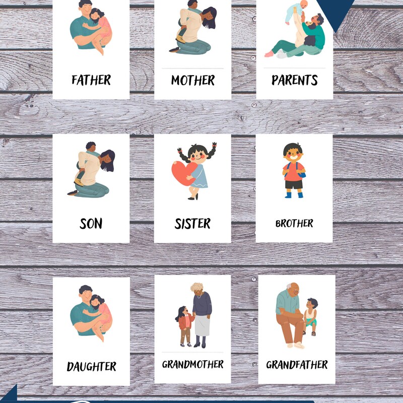 Family Photo Flash Cards - Etsy