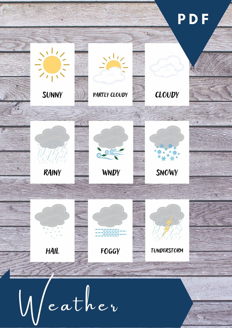 WEATHER FLASH CARDS Nomenclature Flashcards Editable Pdf Printable ...