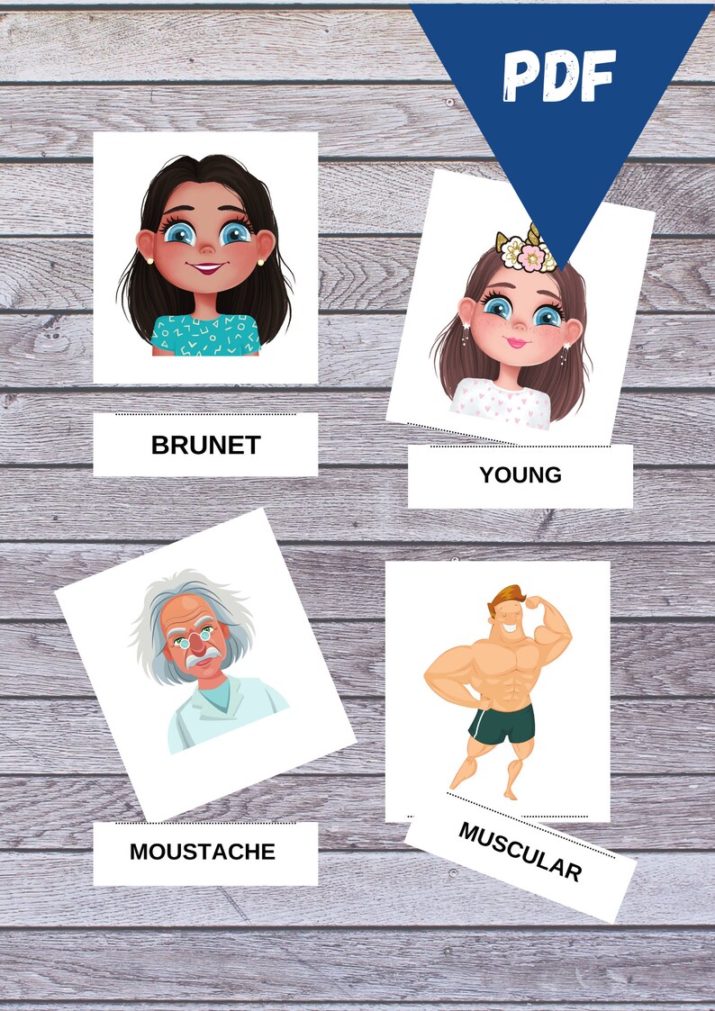 DESCRIBING People Flashcards 50 Montessori Cards Flash Cards ...