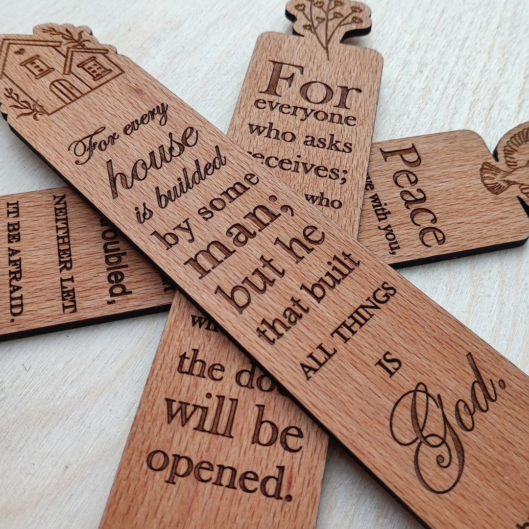 Inspirational Christian Bookmark. Wooden Laser Engraved Bible Verses ...