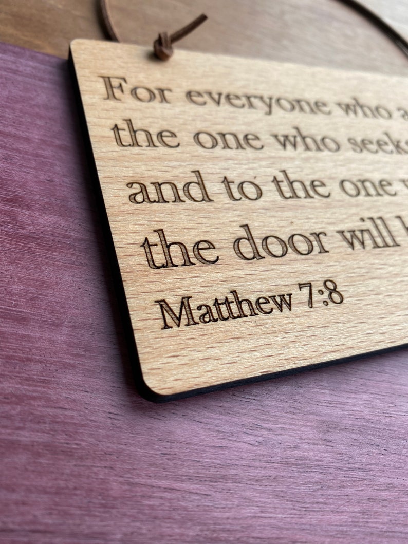 Matthew 7:8 Wooden Plaque. Laser Engraved. Religious Gift. - Etsy