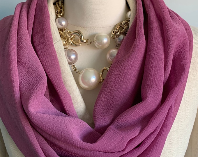 Pink & Purple Jacquard Paisley Scarf. Lightweight 100% Silk Pashmina ...