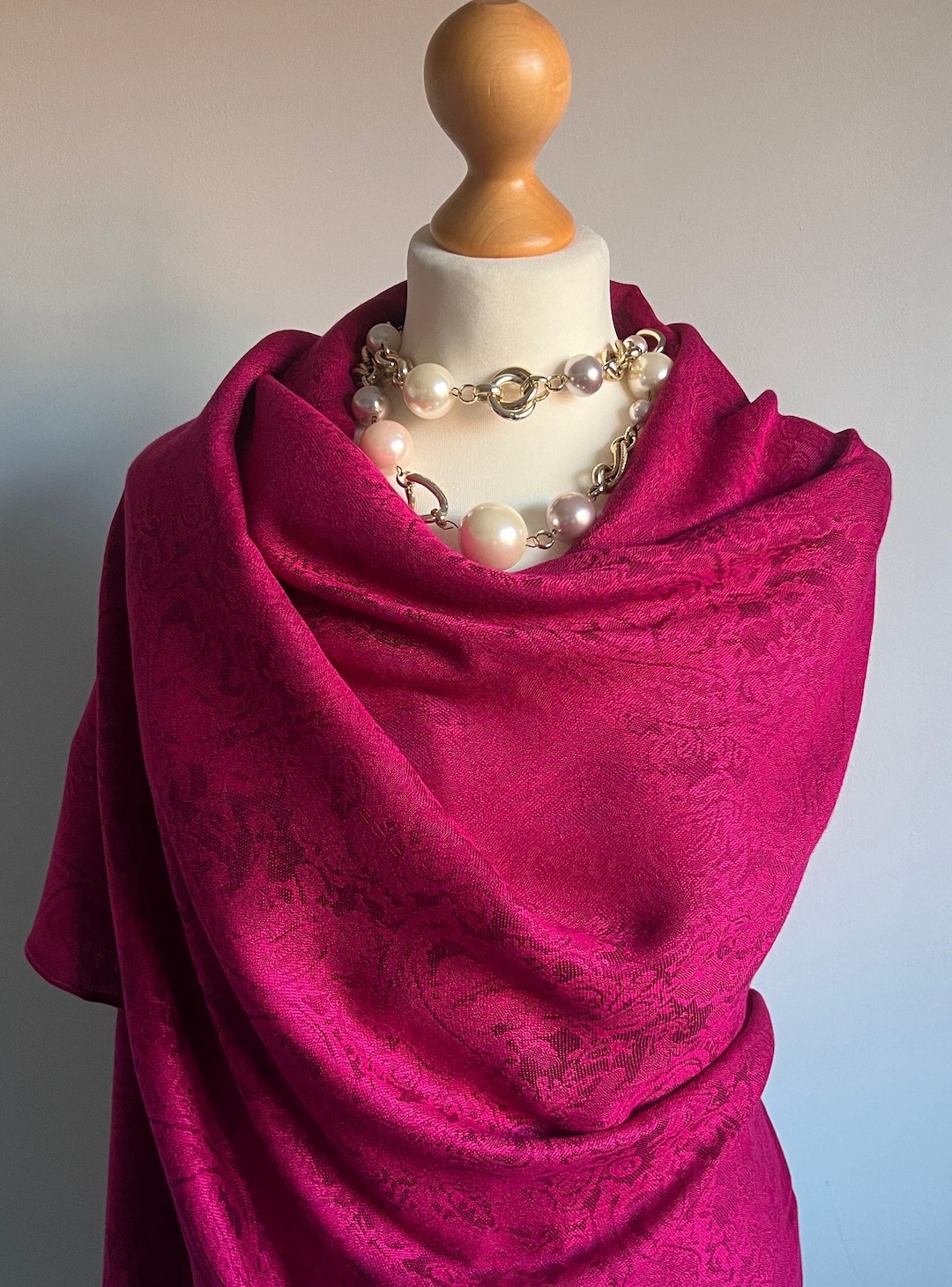 Bright Pink Cashmere Silk Scarf: Evening Wedding Shawl - Etsy