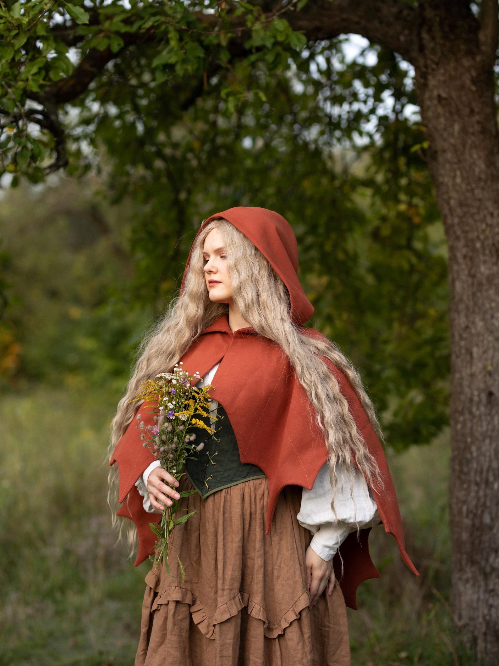 Hooded Cape "maple": Woollen Fantasy Leaf Shaped Short Cape - Hobbit ...