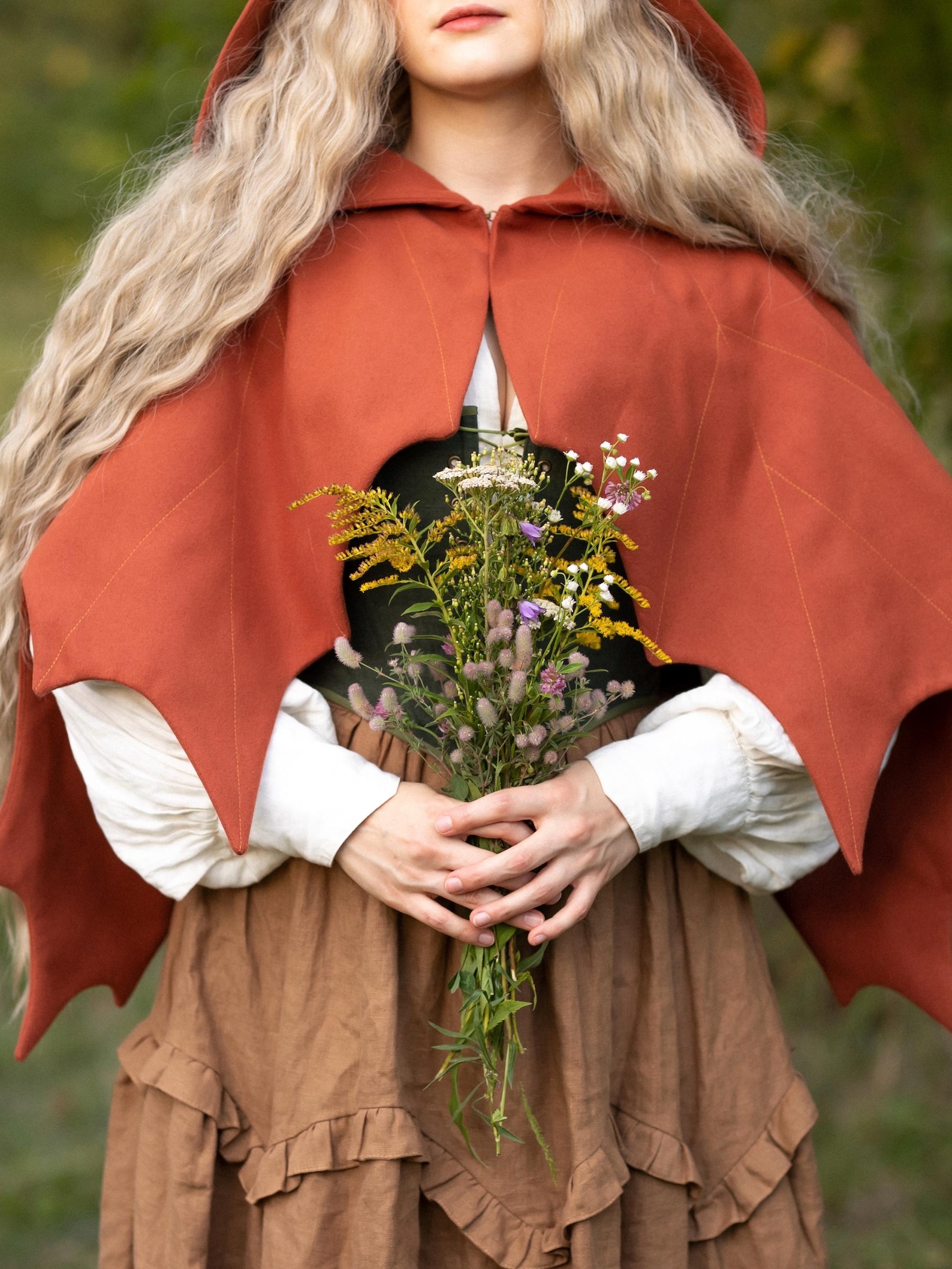 Hooded Cape "maple": Woollen Fantasy Leaf Shaped Short Cape - Hobbit ...