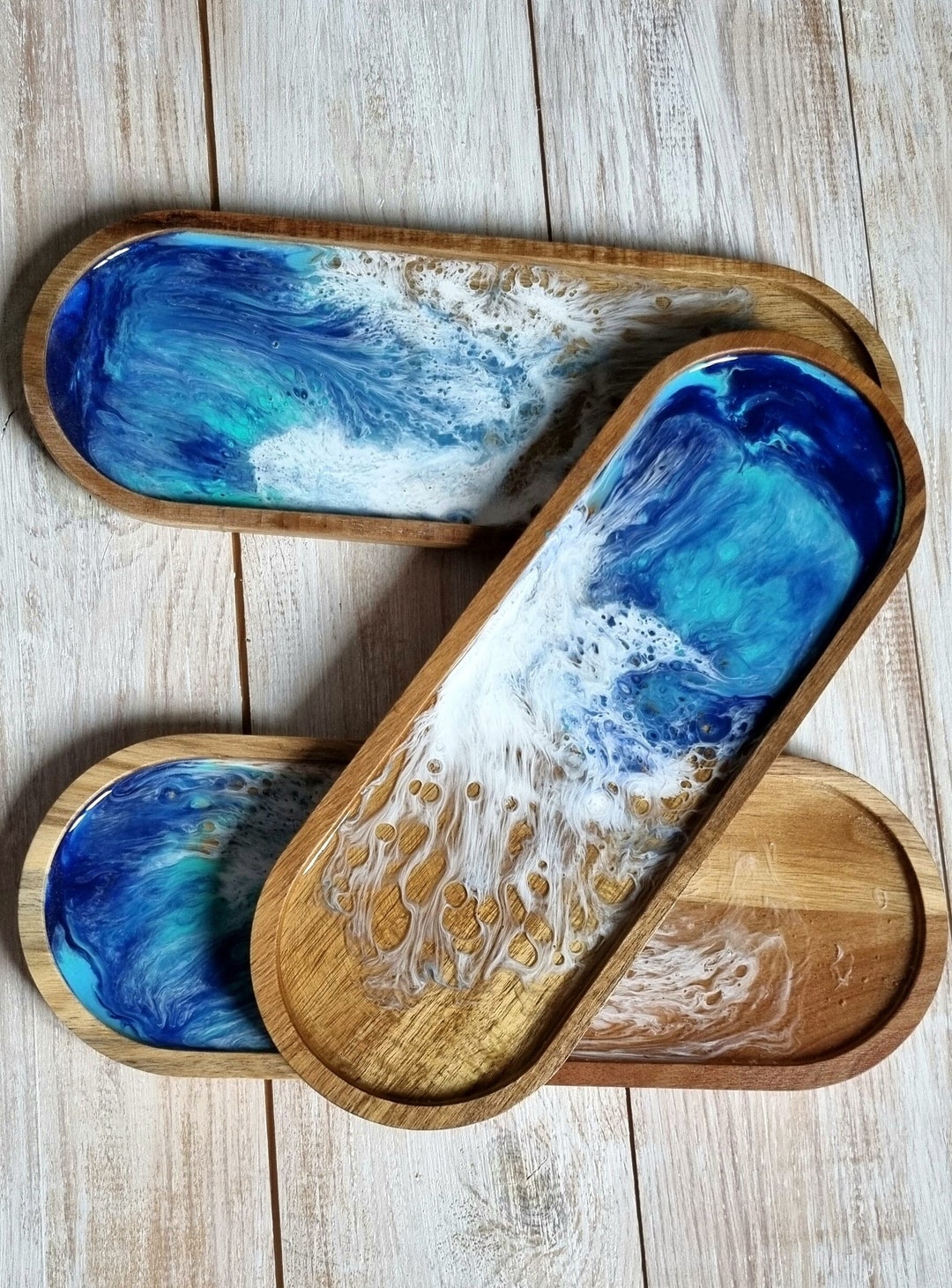 Resin Ocean Waves Tray I Wooden Ocean Decor I Beach Tray I Coffee Table ...