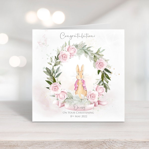 Peter Rabbit Girl Christening Card - Etsy