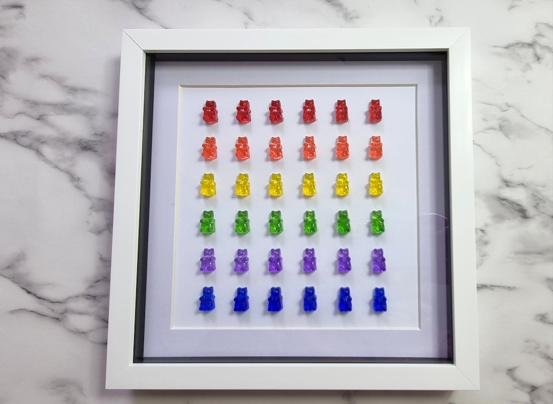 Colourful Rainbow Gummy Bears Resin Art | Modern Art Gift I Framed ...