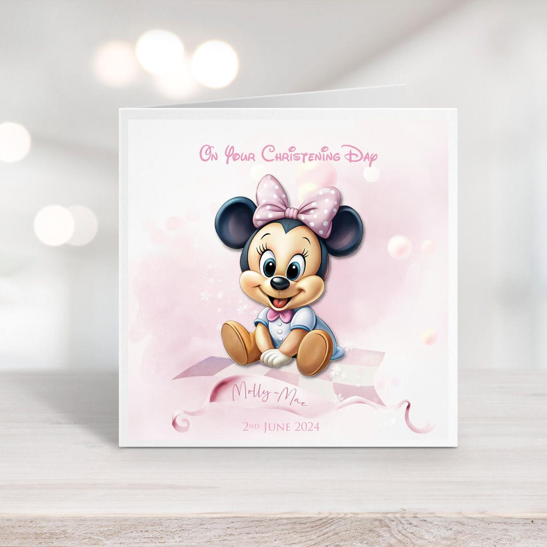 Personalised Minnie Mouse Christening Card | Handmade Baptism ...