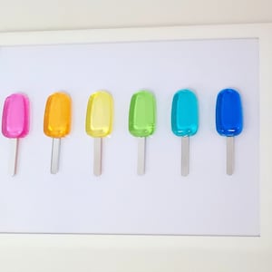 Colourful Pastel Rainbow Popsicle Resin Wall Art | Epoxy Resin Art Gift I 3D Ice Lolly Framed ...