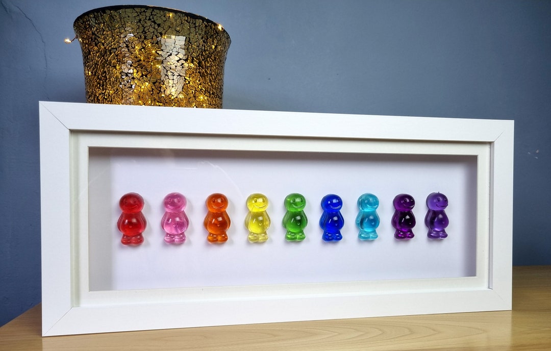 Resin Jelly Baby Rainbow Panoramic Framed Epoxy Resin Art Gift ...