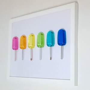Colourful Pastel Rainbow Popsicle Resin Wall Art | Epoxy Resin Art Gift I 3D Ice Lolly Framed ...