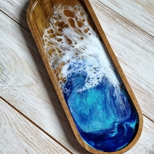 Resin Ocean Waves Tray I Wooden Ocean Decor I Beach Tray I Coffee Table ...