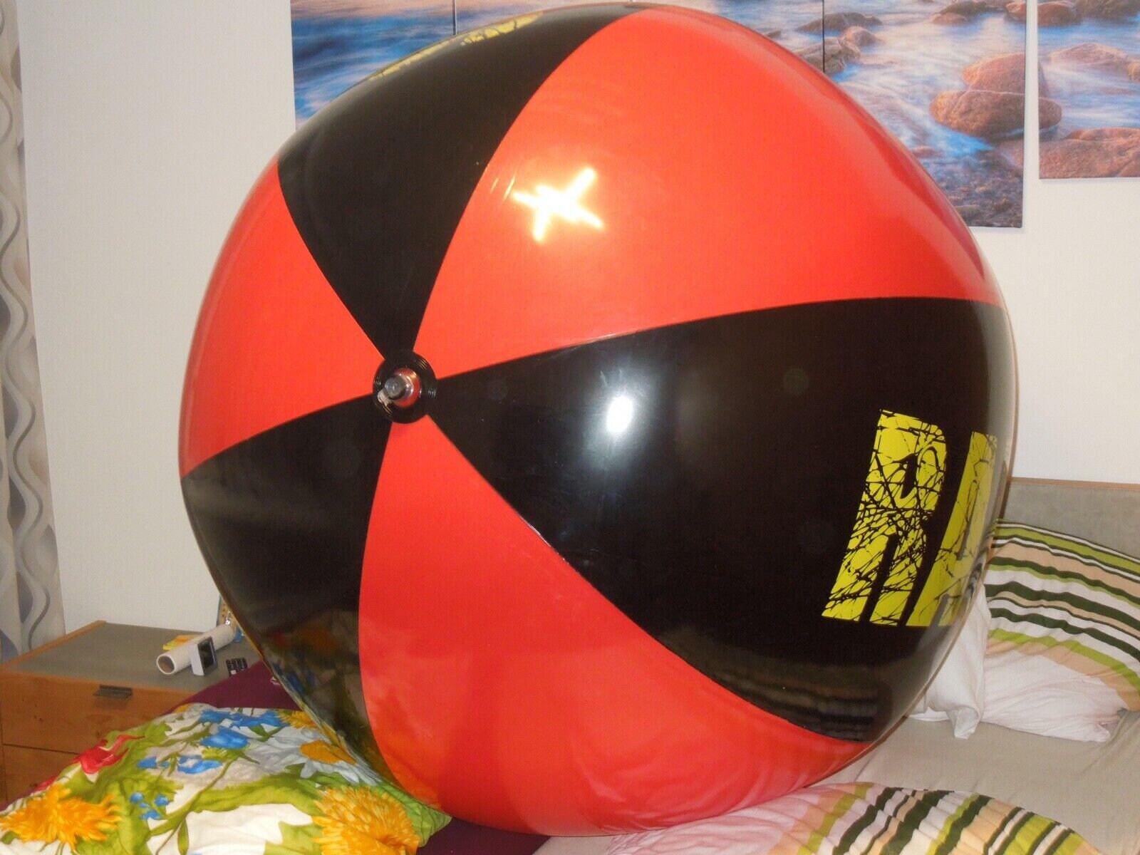 Huge Inflatable Beach Ball 45 Feet Redblack Eatsleeprave Big Inflatable Etsy