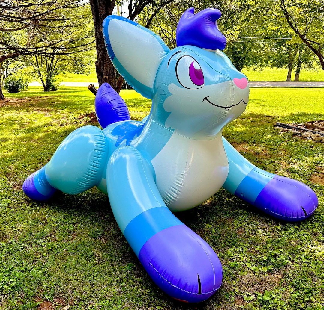 Big Inflatable Bunny blue 7feet Long 5 Feet High matte Version Pool Toy ...