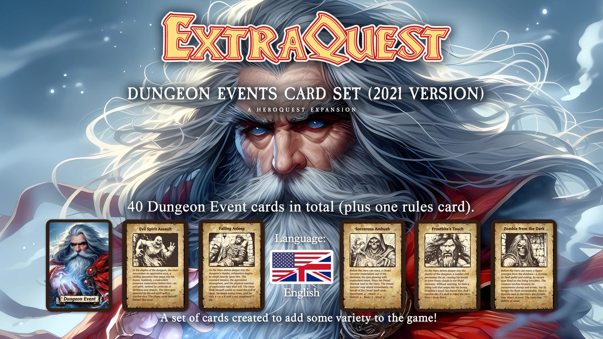 Extraquest Dungeon Event Cards **ENGLISH ONLY** (heroquest 2021 Edition ...