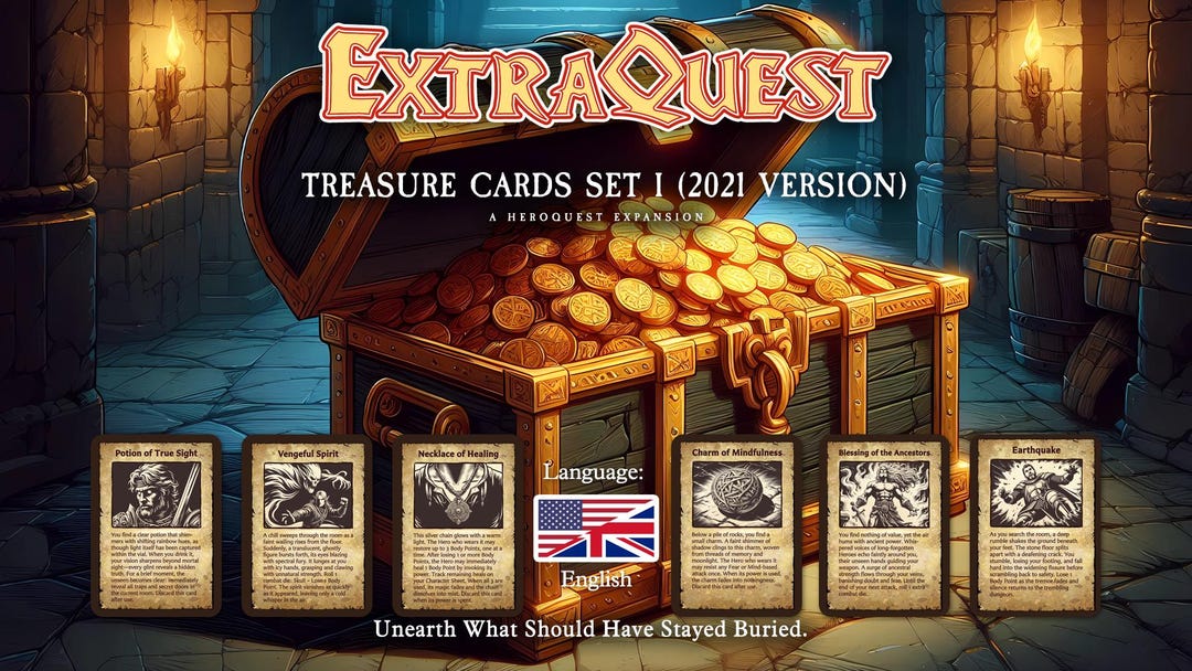 Extraquest Treasure Card Set **ENGLISH ONLY** (heroquest 2021 Edition ...