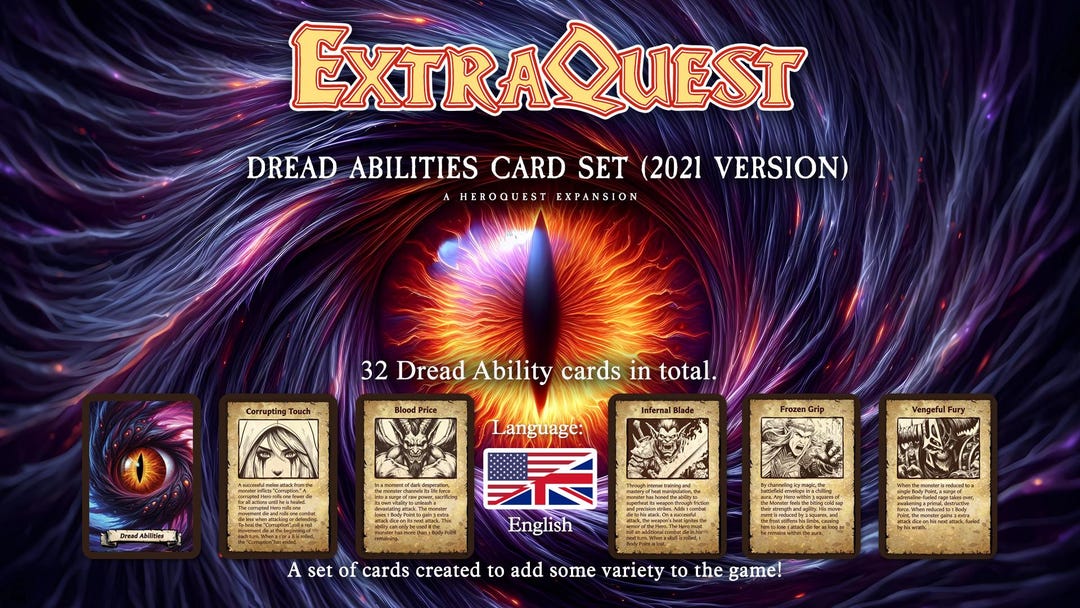 Extraquest Dread Abilities Cards **ENGLISH ONLY** (heroquest 2021 ...