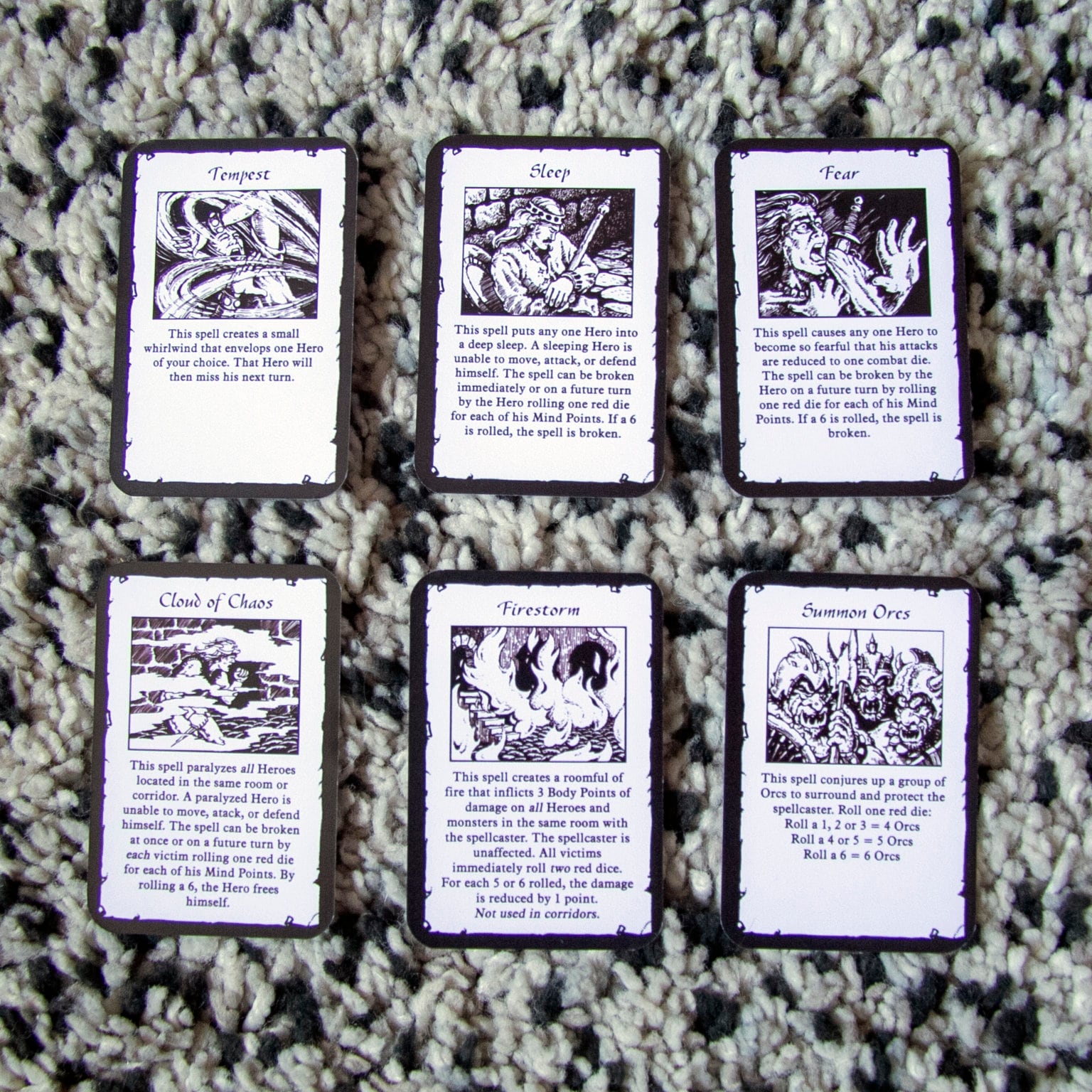 Heroquest US Chaos Spell Cards EU Style Cards - Full Set - Eng / Nl ...