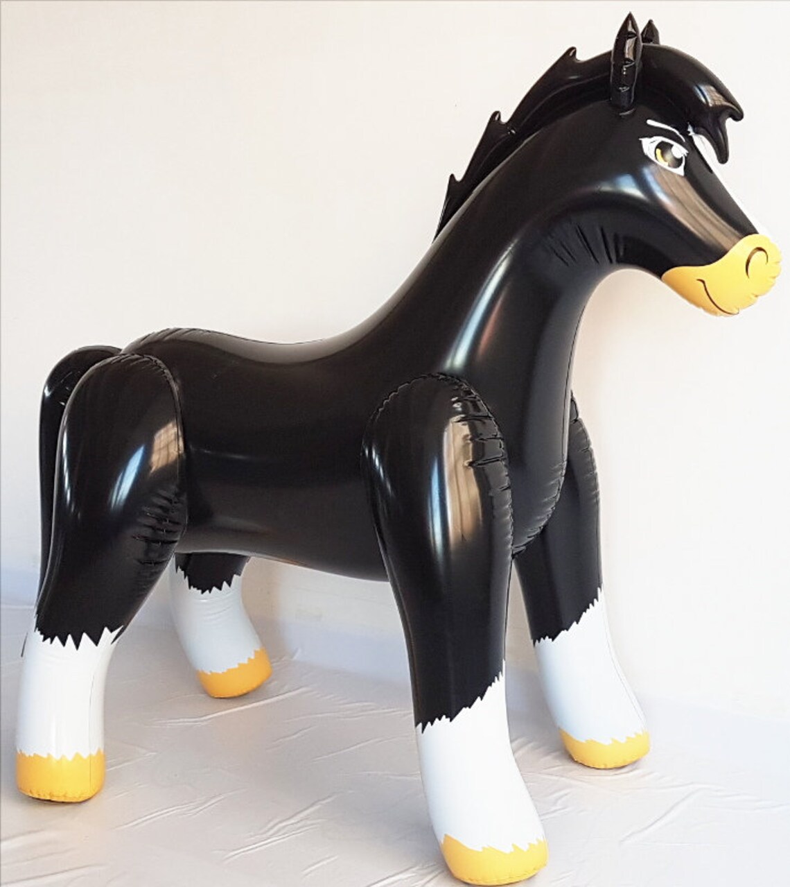 Huge Horse Black Shiny 6 Feet / 190 Cm High Shiny Pool Toy Big ...