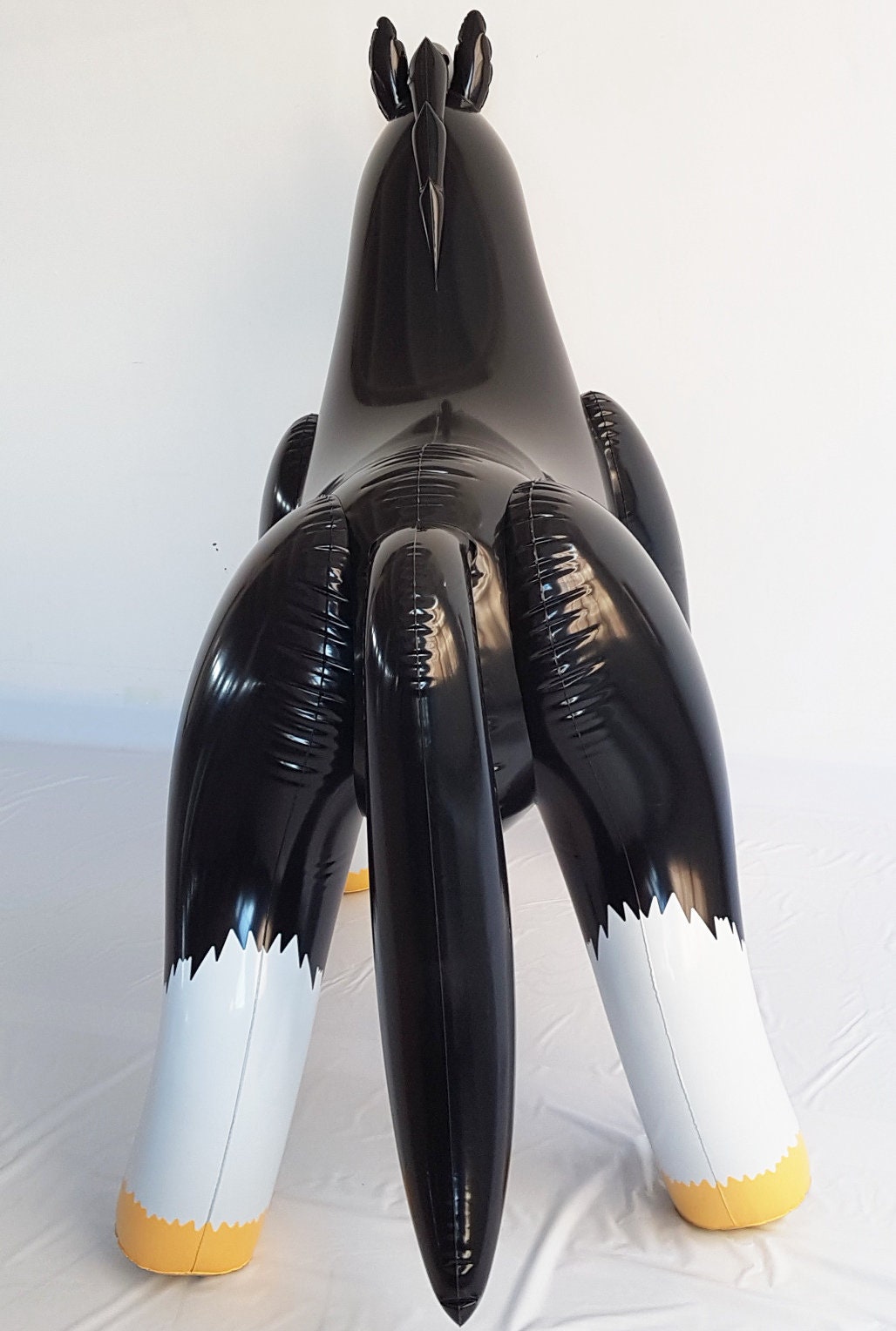 Huge Horse Black Shiny 6 Feet / 190 Cm High Shiny Pool Toy Big ...
