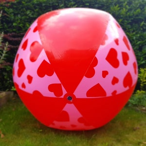 Huge Inflatable Beach Ball 4.3 Feet / 130cm Hearts Red & Pink Big ...