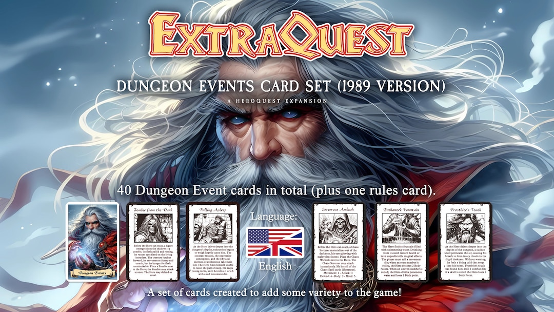 Extraquest Dungeon Event Cards **ENGLISH ONLY** (heroquest 1989- 1992 Edition) - Etsy