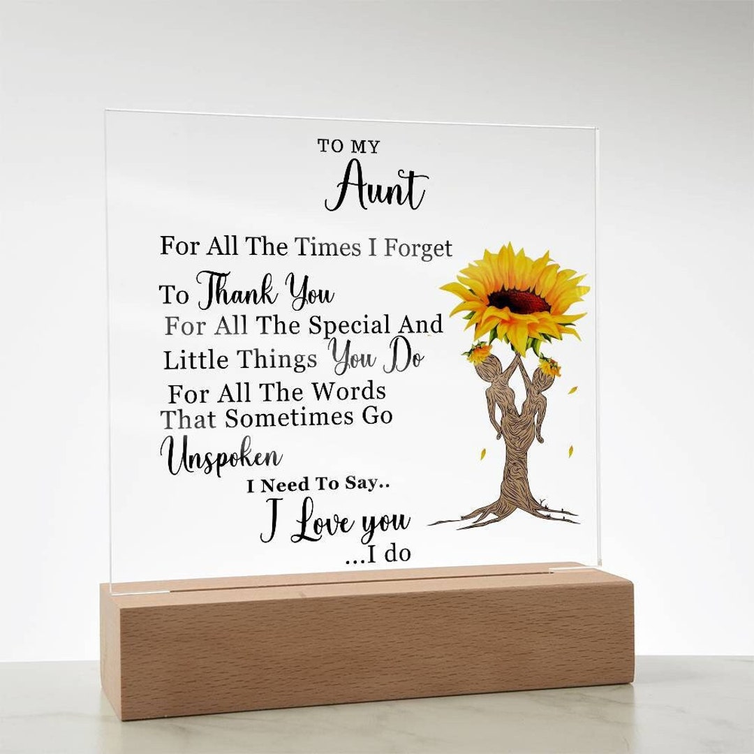 Sentimental Gift for Aunt LED Acrylic, Aunt Birthday Gift From Niece ...