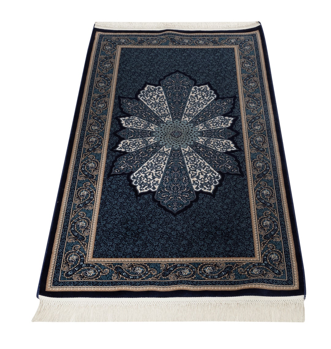 Abstract Design Silk Rug, Navy Light Blue Silk Rug, 3x5 Silk Rug ...