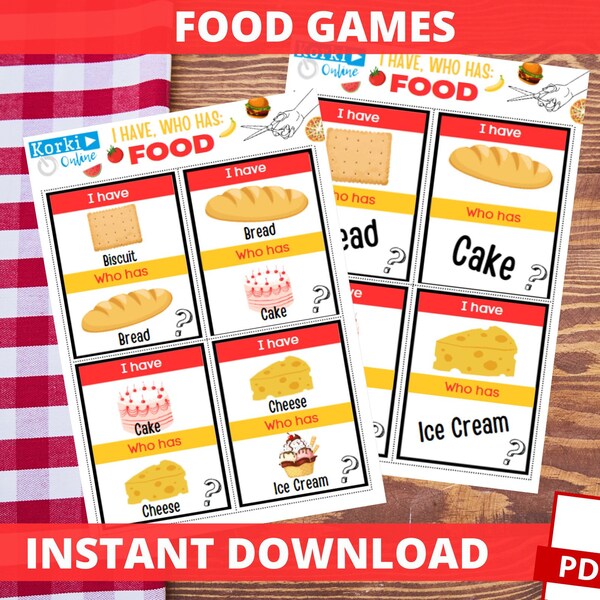 Food Matching Cards - Etsy