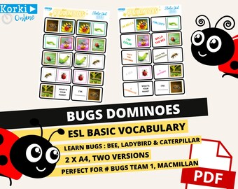 Cute Bug Domino Game - Bug & Insect Party Game - Bug Theme Dominoes ...