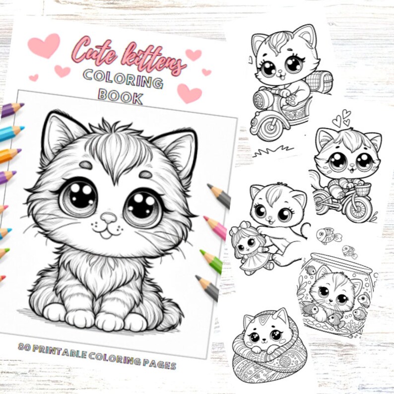 Cute Kittens Coloring Pages, 80 Printable Kitten Coloring Pages for ...