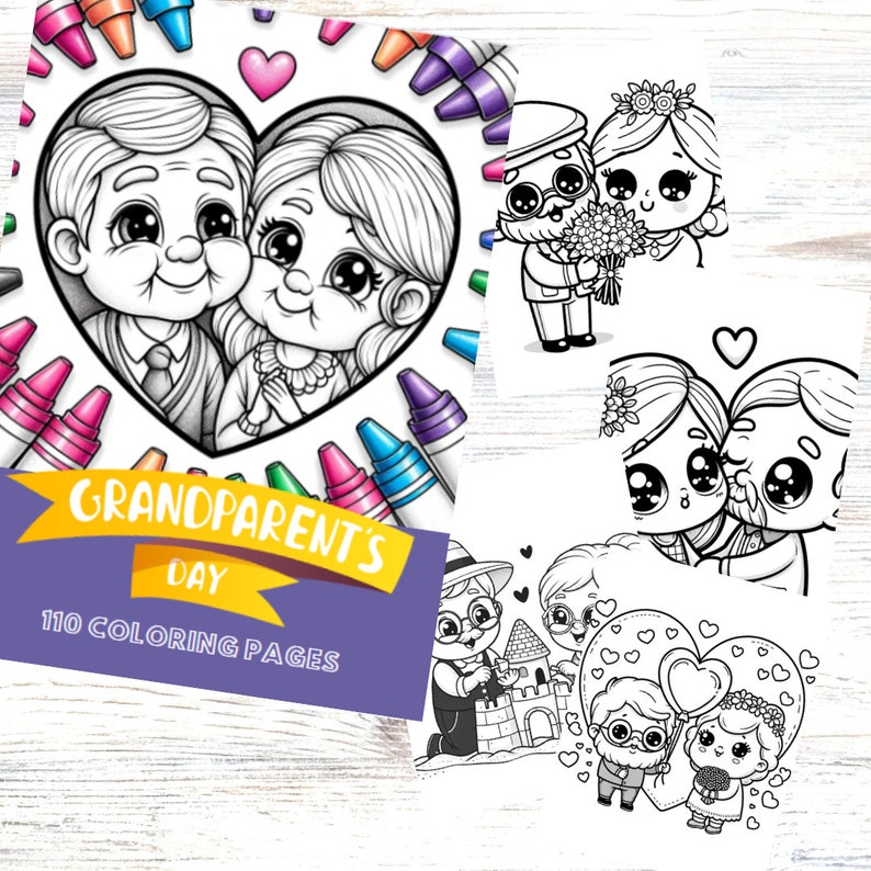 Happy Grandparent's Day Coloring Book, 110 Coloring Pages, Happy ...