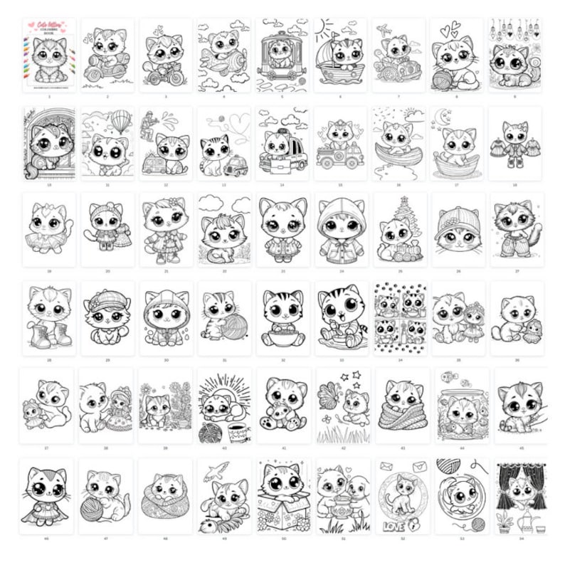 Cute Kittens Coloring Pages, 80 Printable Kitten Coloring Pages for ...