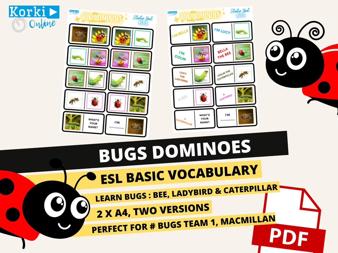 Cute Bugs Domino Game - Bug & Insect Party Game - Bug Theme Dominoes ...