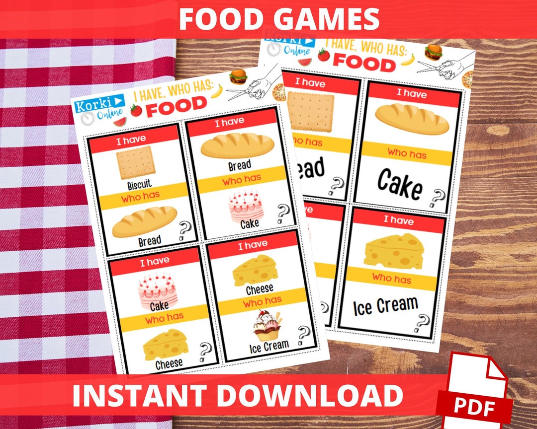 Food Games | I Have - Who Has, ESL / TEFL Classes, Printable Activitty ...