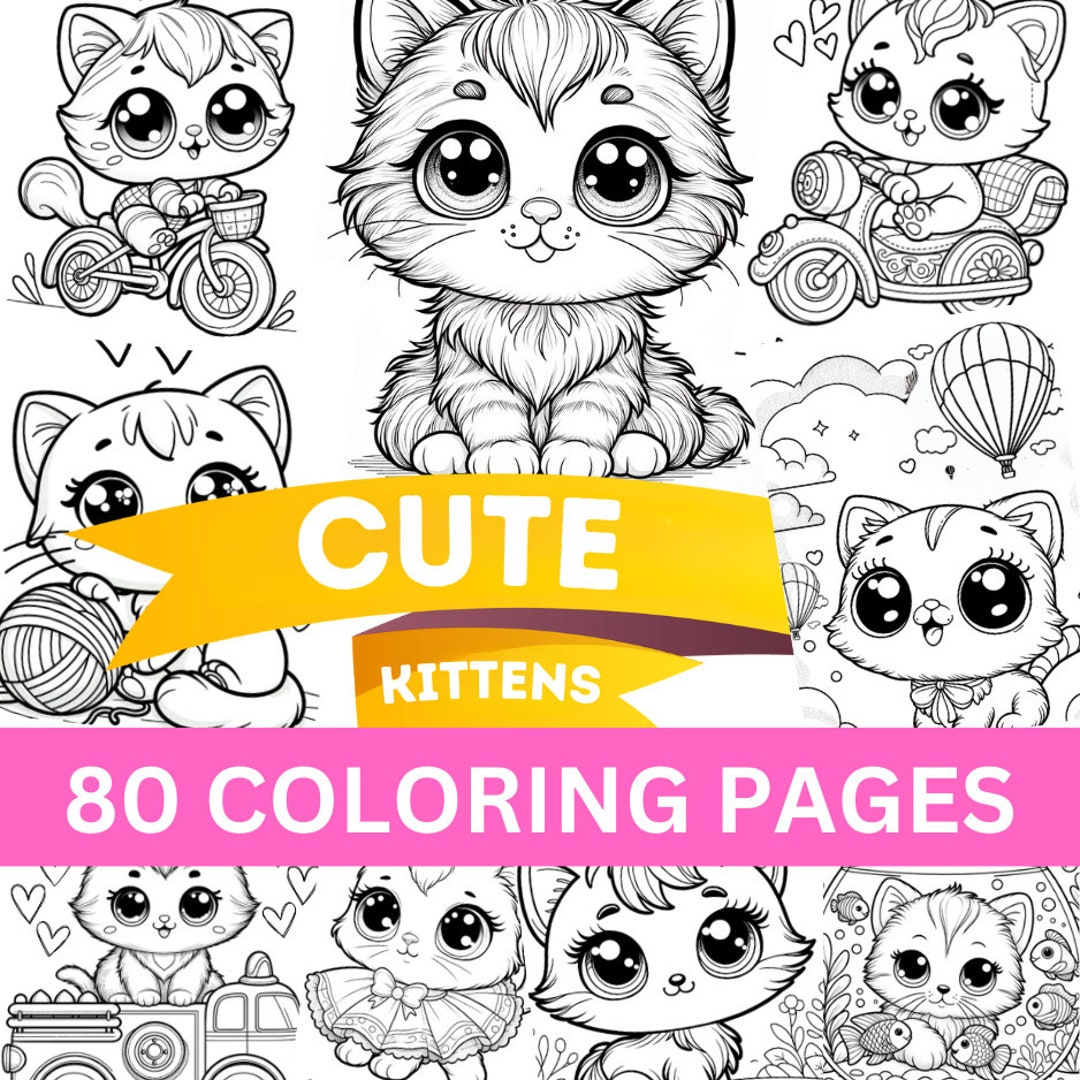 Cute Kittens Coloring Pages, 80 Printable Kitten Coloring Pages for ...