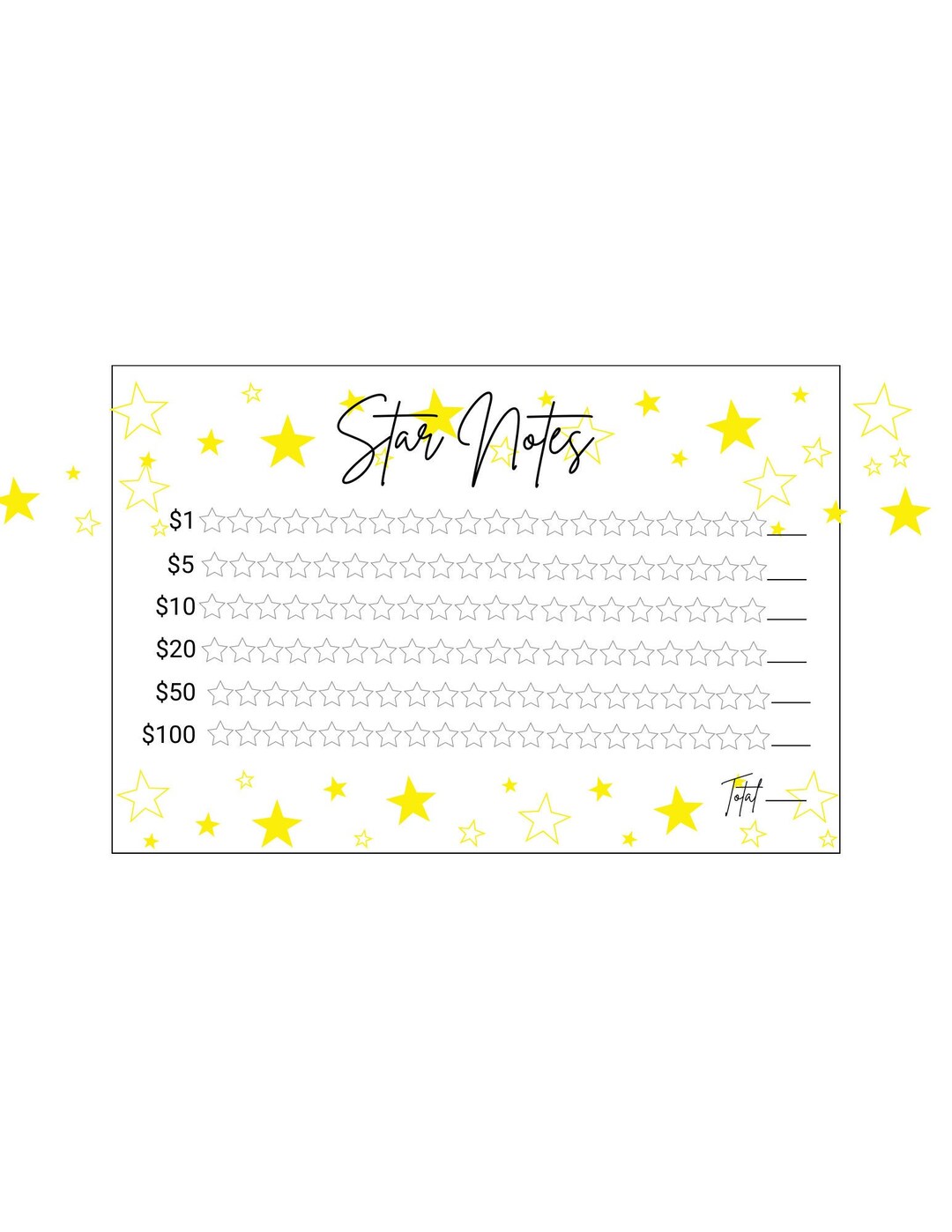 Star Notes Savings Challenge/ Printable - Etsy