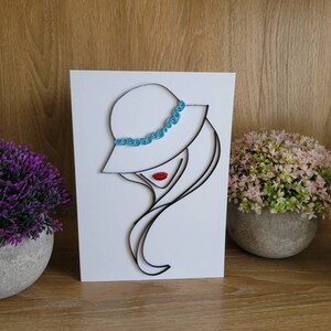Quilled Lady in a Hat Card Portrait of a Woman Cards Paper - Etsy