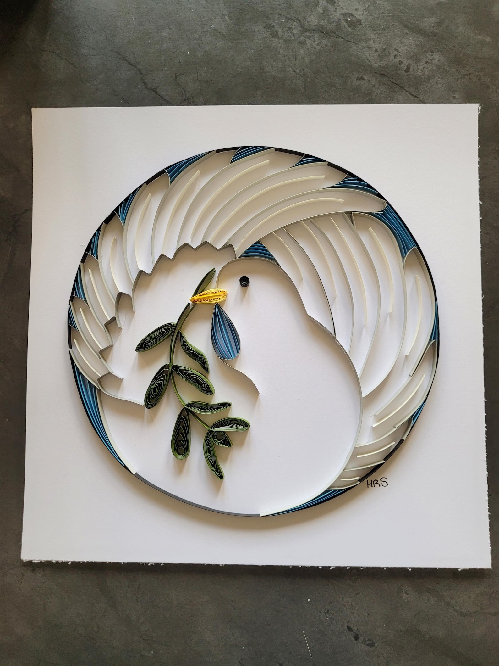 Dove With Olive Branch Quilled Art: 9x9 Framed Paper Wall Decor - Etsy