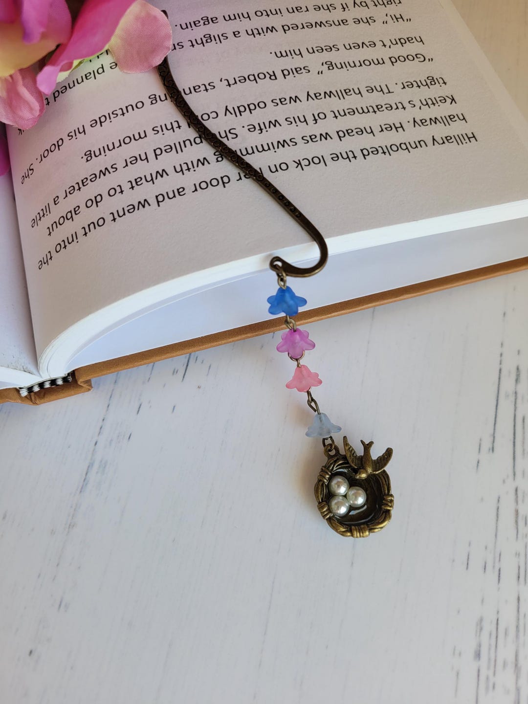 Metal Bookmarks | Bird in Nest | Antique Gold or Silver Hook | 7 ...