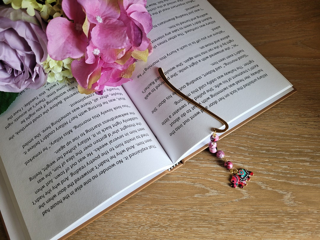 Metal Bookmarks Delicate Chain With Enamel Charms Elephant Charms 6 ...